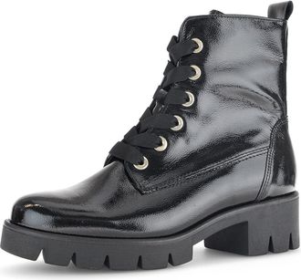 Gabor Damen Combat Boots, Frauen Stiefeletten,Best Fitting,uebergangsstiefel,schnürstiefel,Winterstiefel,warm,schwarz (Gold),37.5 EU / 4.5 UK