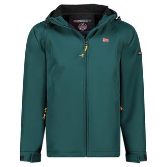 Geographical Norway TAMIGOLOR Herren Softshelljacke mit Kapuze, wasserdicht, winddicht und atmungsaktiv, ideal f&uuml;r Wandern und Outdoor-Aktivit&auml;ten, Dunkelgr&uuml;n, XL