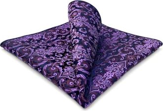 Shlax & Wing Carré de poche homme violet à motif géométrique et floral mode élégante