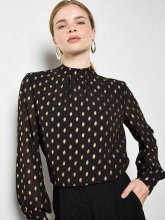 Apricot Blusentop Blusentop mit Goldfoliendruck