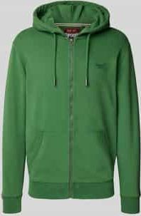 Superdry Sweatjacke mit Känguru-Tasche und Label-Stitching