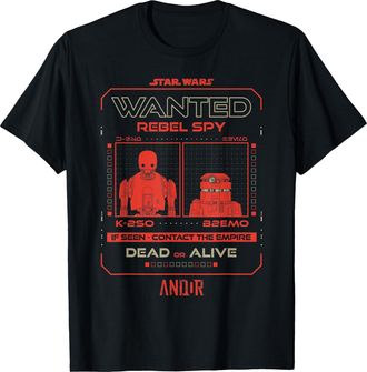 Star Wars Andor Rebel Spy K-2SO And B2EMO Wanted Poster T-Shirt