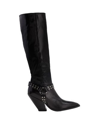 8 by YOOX LEATHER WESTERN ANKLE BOOTS HARNESS DETAIL