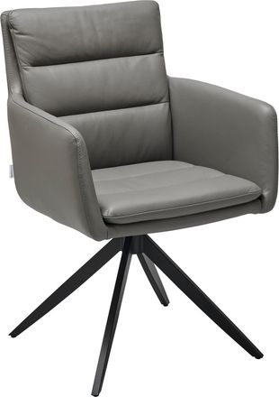 Livetastic Armlehnstuhl Echtleder, Dunkelgrau, Metall, Leder, Echtleder, Büffelleder, Füllung: Polyetherschaumkern, A-Form, 60x88x62.5 cm