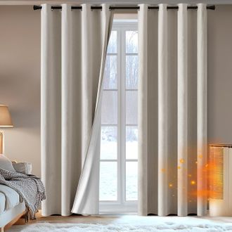 Miulee Gardinen Vorh&auml;nge Verdunklungs Vorhang Gardine Wohnzimmer Blickdicht Leinen Gardinen mit &Ouml;sen Thermovorhang K&auml;lteschutz Fenster Modern Schlafzimmer Ba