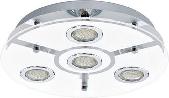 Eglo Deckenlampe Cabo, Deckenleuchte, Edelstahl in chrom, Glas satiniert in weiss, klar GU10 Fassung warmwei&szlig;