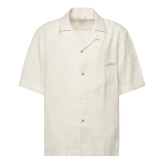Eleventy Homme, Chemises, Blanc, Taille: L Chemise &agrave; Manches Courtes en Lin Blanc
