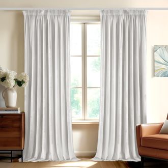 Deconovo Samtvorhang Blickdicht Gardinen mit Kräuselband Velvet Curtains Samt Vorhänge Thermovorhang für Wohnzimmer Schlafzimmer, 175x140cm(HöhexBreite), Weiß,