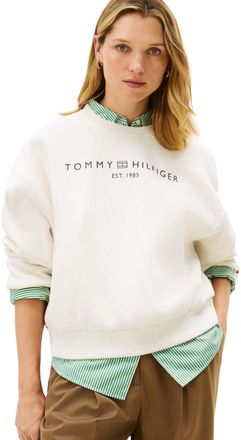 Tommy Hilfiger Damen Corp Logo Mdrn Swtsrt Ww0Ww47831 Pullover-Sweatshirt, White (Ecru Heather), M