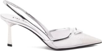 Prada Spitze Slingback-Pumps - Silber