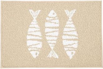 Kleine Wolke Badteppich Fish mit 60 x 90 cm in Sandbeige aus 100% Polyester