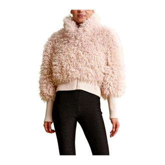 By Ti Mo Gem&uuml;tliche Faux Fur Rib Jacket - - Jackets - Damen - Beige - S