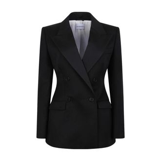 Givenchy Schwarze Wolljacke mit Satinkragen - - Jackets - Damen - Schwarzk - XS
