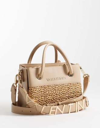 Valentino Alexia - Sommerliche Henkeltasche aus Bast in Creme mit Umh&auml;ngeriemen-Neutral