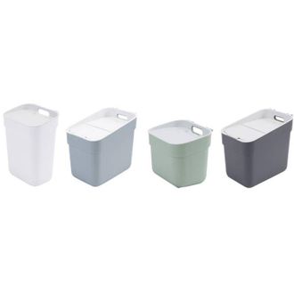 Curver Lot de 4 Poubelles - READY TO COLLECT - CURVER - 2 x 10 L + 2 x 20 L - Blanc/Vert/Bleu/Gris