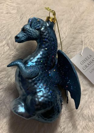 Gisela Graham Glas Drachenblau Flitter 12 Zentimeter