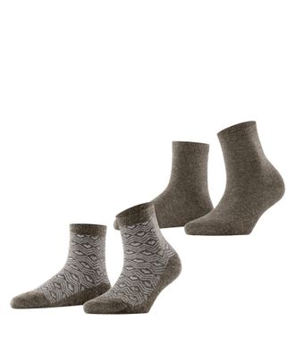 Esprit Damen Socken Heart Pattern Multipack W Sso Baumwolle gemustert 2 Paar, Braun Nutmeg Melange 0020, 35-38