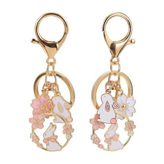 Supvox 2 Pi&egrave;ces Porte-cl&eacute;s Lapin Fleur Cerisier de Lot de Porte-clefs D&eacute;coratifs et R&eacute;sistants pour Trousseau Cadeau F&ecirc;te des M&egrave;res et Anniversaire