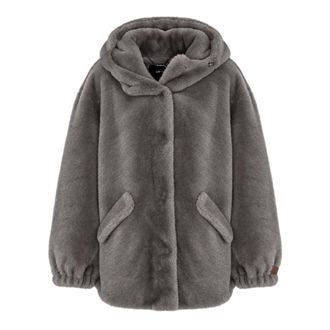 Lou Andr&eacute;a Veste &agrave; capuche en fausse fourrure - Femme - Vestes - Gris - Taille: 38 FR