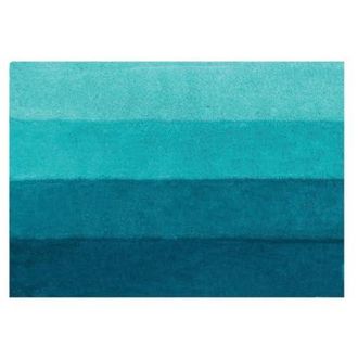 Spirella Tapis de Bain Tapis de Douche Four Tapis à Rayures Poils Long 25 mm Moelleux Anti-dérapant Usage avec Chauffage par Le Sol Rapide 55x65 cm Pétrole