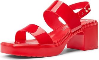 Castamere Femmes Carr&eacute; Bout Bloc Chunky Talon Heel Plate-forme Lani&egrave;res Cheville Sandales Dress D&eacute;contract&eacute; Party Chaussures 6.5 CM Heels Rouge 42 EU