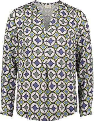 Cartoon Damen Casual-Bluse mit Knöpfen 42, Blau/Grün