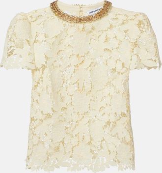 Self Portrait Verziertes Top aus Guipure-Spitze