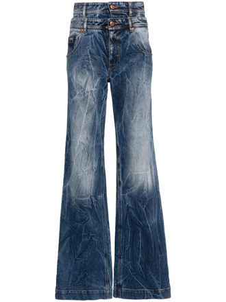 Versace Jeans Couture Weite Jeans mit doppeltem Bund - Blau