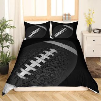 Generic Housse de Couette 220x240 Rugby en Rouleaux Parure de Lit 2 Personnes Sports 3 Pi&egrave;ces Housse Couette en Microfibre Douce Imprim&eacute; 3D avec 2 Taies dorei