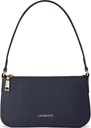 Lazarotti Bologna Sac &agrave; main en cuir v&eacute;ritable pour femme avec poche plaqu&eacute;e 27 cm, bleu marine