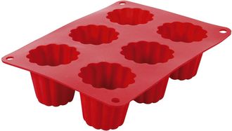 Crealys Backförmchen für Cannelés (traditionelles Gepäck aus Bordeaux), Silikon, 26 cm (513012), Rot