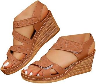 Generic Sandales orthop&eacute;diques larges pour femme avec sangle de cheville et bout ouvert - Semelle souple - Coupe large - Chaussures de plage confortables, Yd 