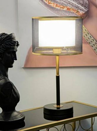 Dmora Tischlampe Bernezzo Schwarz Schirm Fassung e31