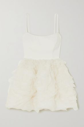 Halfpenny London Roxy Minikleid Aus Gl&auml;nzendem Cr&ecirc;pe Und Ger&uuml;schtem Organza - Wei&szlig;