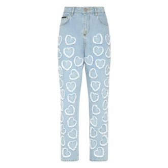 Philipp Plein Denim Hose Loose Fit Herz - - Jeans - Damen - Blau - W27