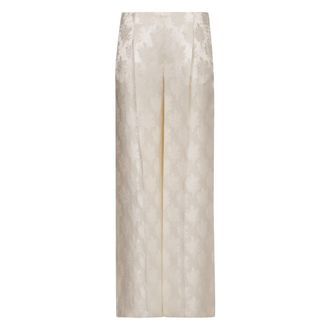 Fendi Blumiges Jacquard Seidenhose - - Trousers - Damen - Wei&szlig; - XS