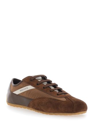 Alexander McQueen Mens Low Top Sneakers Boxe Brown Suede Calf Leather Trainers