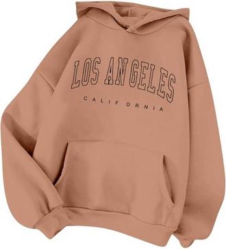 Generic Pullover &agrave; capuche femme Oversize Los Angeles Hoodie Pullover avec capuche Hiver Manches longues Sweat-shirt &agrave; capuche Col rond Sweat &agrave; capuche Mode D