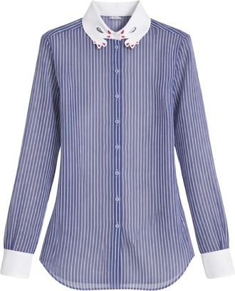 Vivetta Vivetta, Femme, Blouses et Chemises, Bleu, Taille: 38 FR Chemise Ray&eacute;e