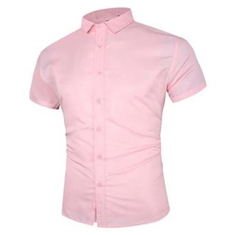 Generic Chemise habill&eacute;e extensible &agrave; manches courtes pour homme, couleur unie, col rabattable, l&eacute;g&egrave;re, respirante, intelligente, d&eacute;contract&eacute;e, boutonn&eacute;e, pou