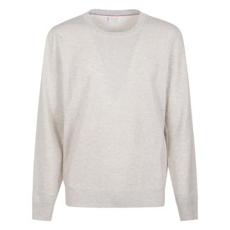 Brunello Cucinelli Homme, Pulls, Beige, Taille: L Cashmere Crewneck Sweater