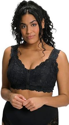 Ulla Popken Femme Bustier, Dentelle, Fermeture Éclair, Sans Armatures Soutien-gorge, Noir, 125B EU