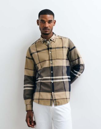 Barbour Dunoon lang&auml;rmliges tailliertes kariertes Hemd in Beige-Neutral