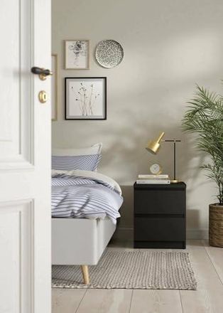 Dmora Nachttisch Garance, Niedrige Kommode, Tisch, Multifunktionaler Nachttisch, 50x40 h50 cm, Schwarz