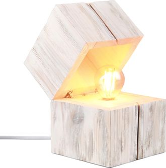 Trio Leuchten Tischleuchte Treasure 514110101, Holz weiß, inkl. 1x E14 LED