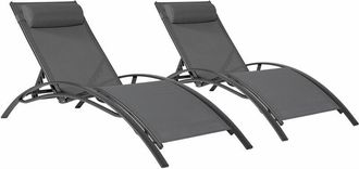 Happy Garden Happy Garden - 2er Set Liegen galapagos aus grauem Textilene - Aluminium anthrazitgrau