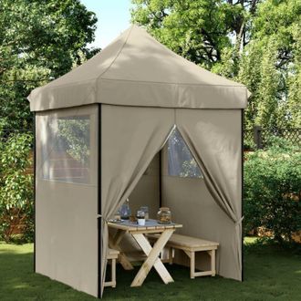 vidaXL Tente de r&eacute;ception pliable escamotable 4 parois lat&eacute;rales taupe