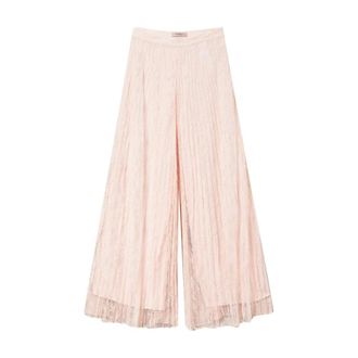 Twinset Rosa Spitzen Palazzo Hose - - Trousers - Damen - Rosa - XL