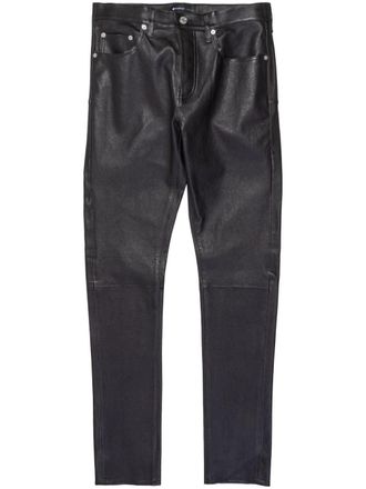 Purple pantalon en cuir &agrave; patch logo - Noir