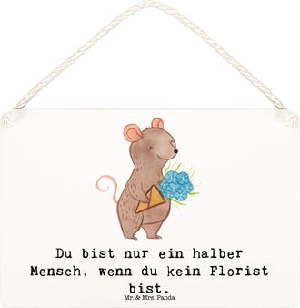 Mr. & Mrs. Panda Schild Florist Herz DIN A6 - Geschenk, Holzschild, Ausbildung, Blumenlanden, T&uuml;rschild Familie, Spruch, kleine aufmerksamkeit, Wandbild Holz